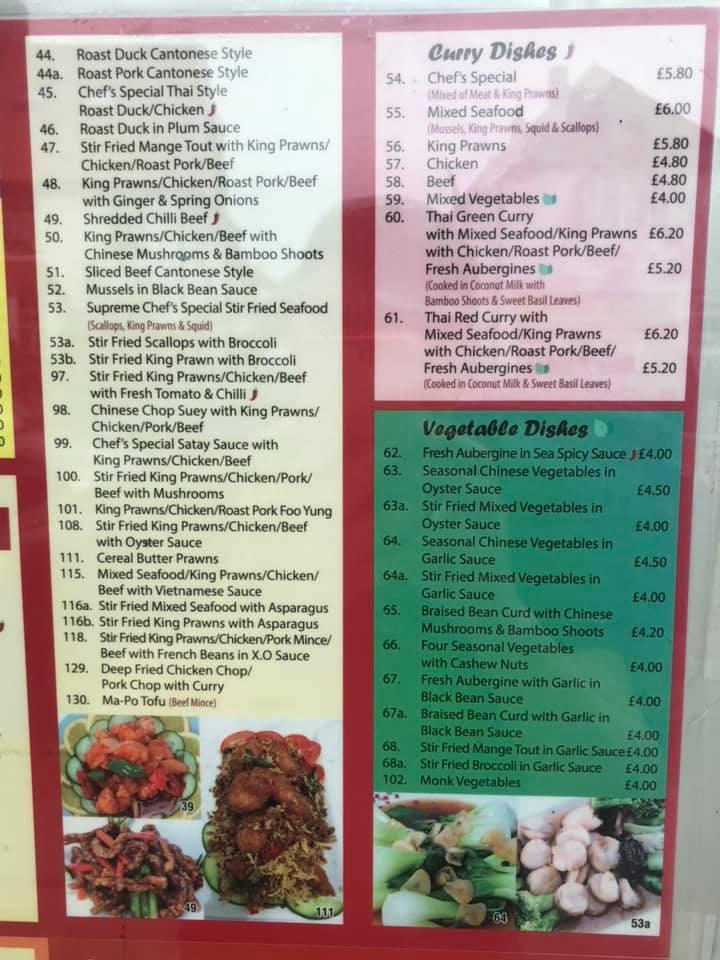 Menu at Li's Sizzling House restaurant, Brighton