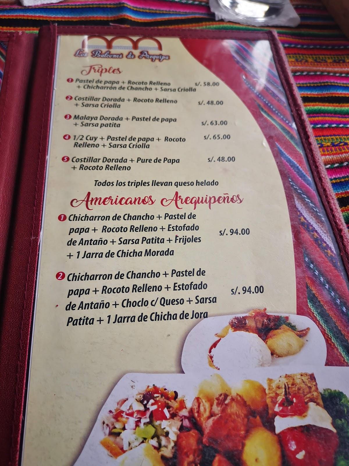 Menu at Restaurant "Los Balcones de Arequipa", San Luis District