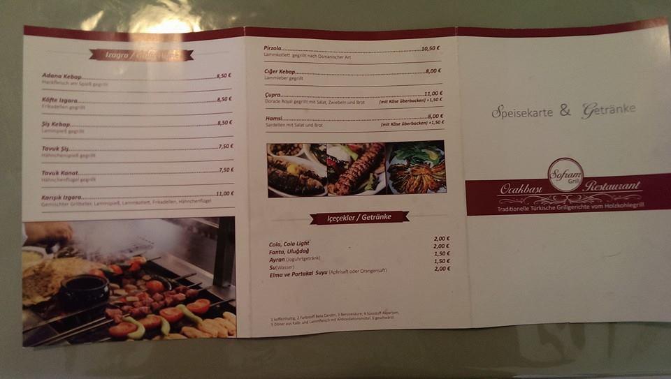 Menu at Sofram Grill restaurant, Elz