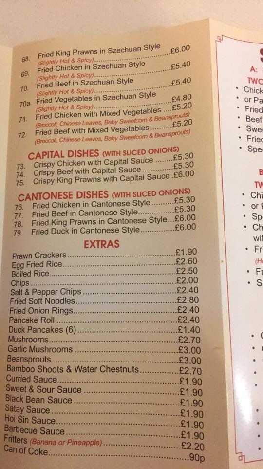 Menu at Sun House fast food, Saint Columb Major