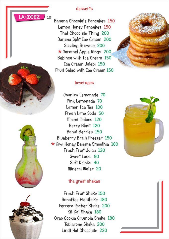 Menu at La-zeez GOA, Calangute