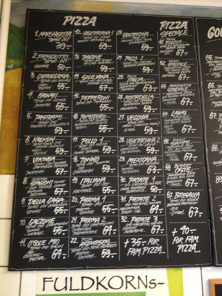 Menu at Le Quattro Stagioni pizzeria, Copenhagen, Sølvgade 90