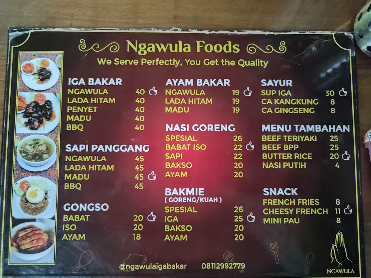 Menu at Ngawula Iga Bakar restaurant, Semarang