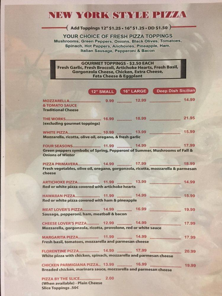 Menu at Paisano's Pizza pizzeria, West Palm Beach