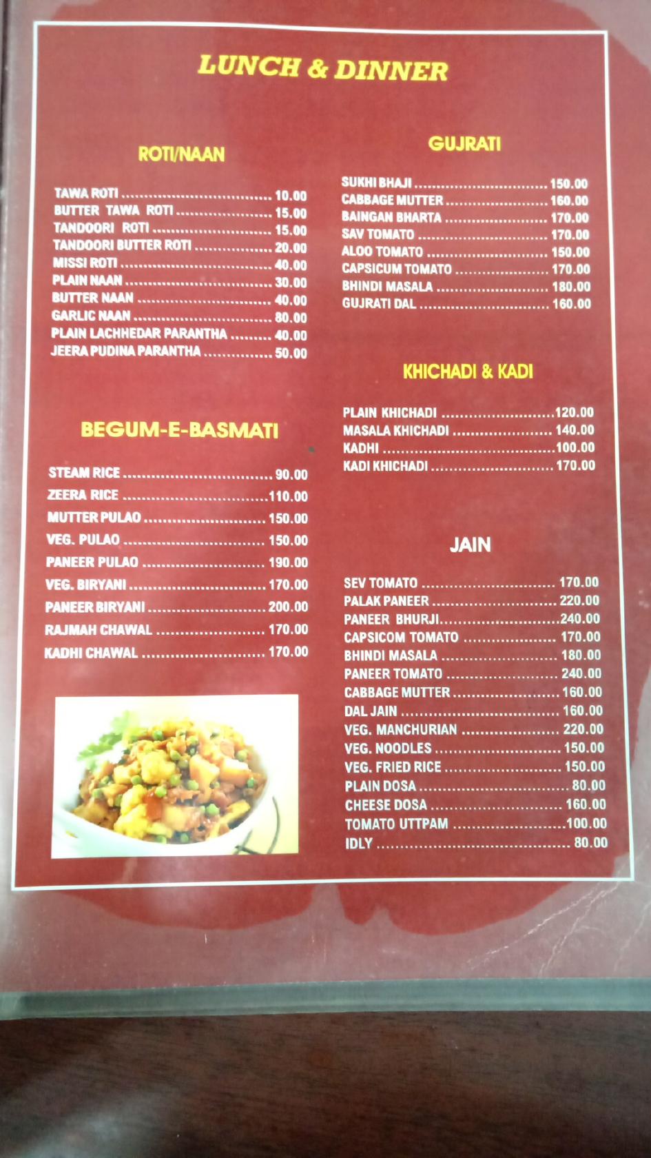 Menu at Balaji Restaurant, Manali