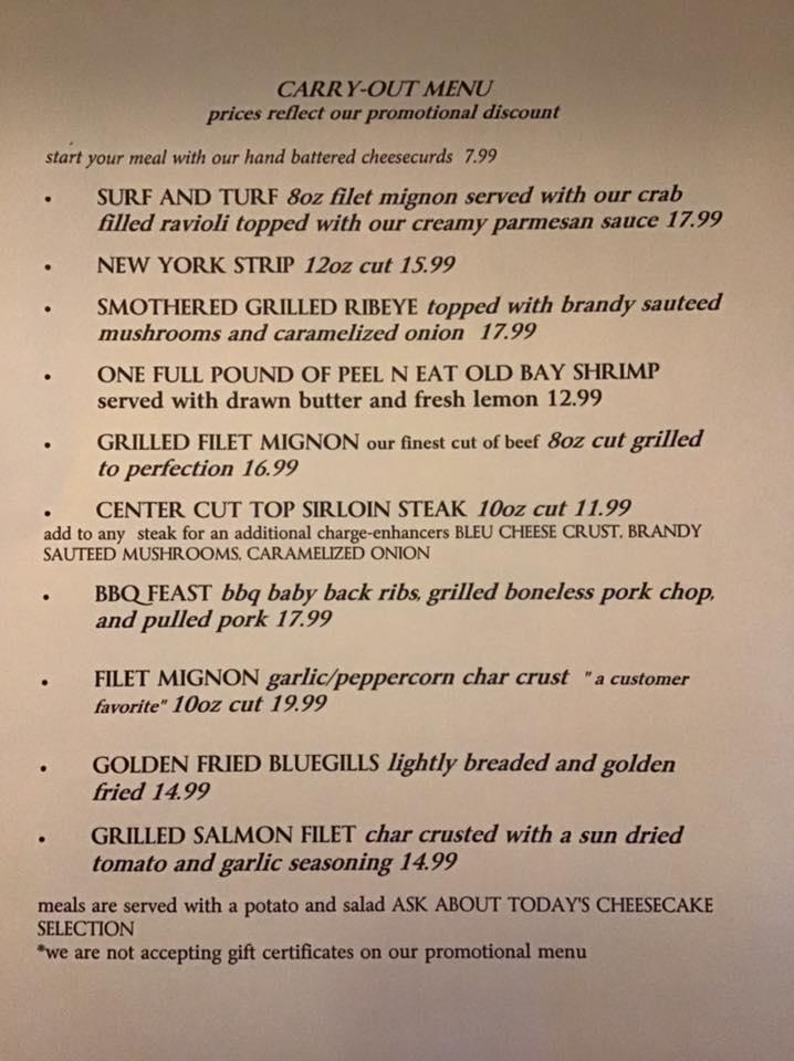 Menu at Jones' Black Angus steakhouse, Prairie du Chien, US-18