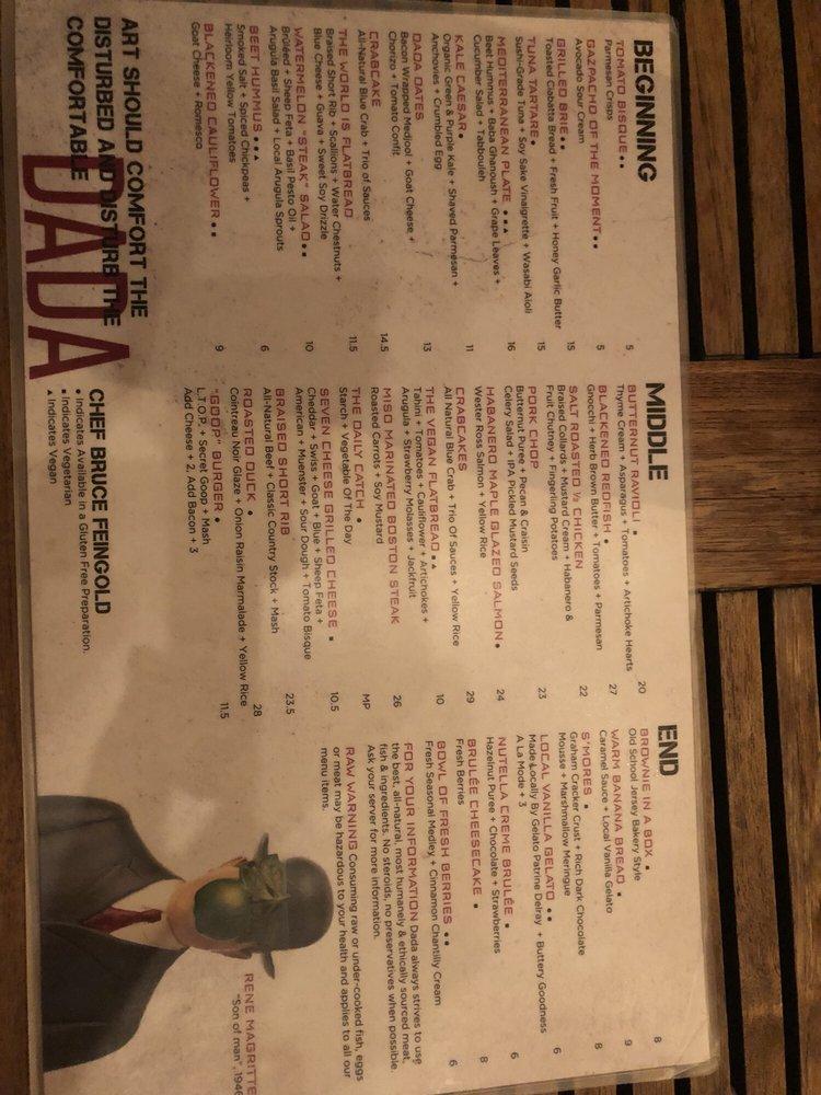 Menu at Dada pub & bar, Delray Beach