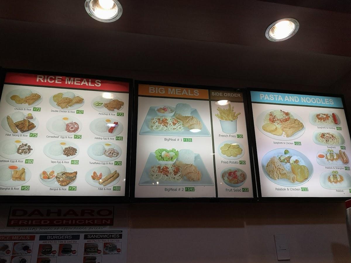 Menu at DAHARO FRIED CHICKEN restaurant, Carmona