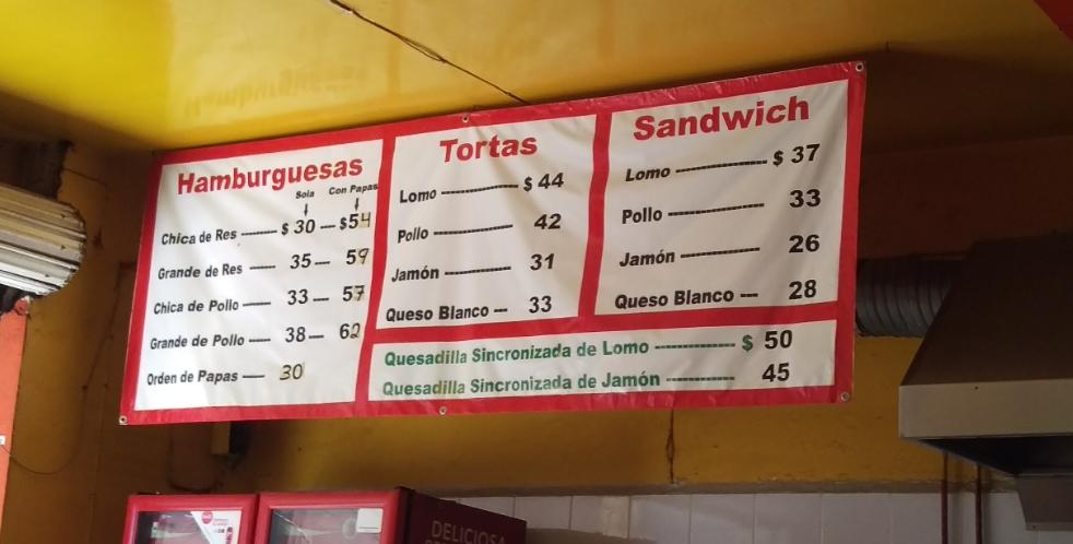 Menu at Los Simpsons restaurant, Valparaíso
