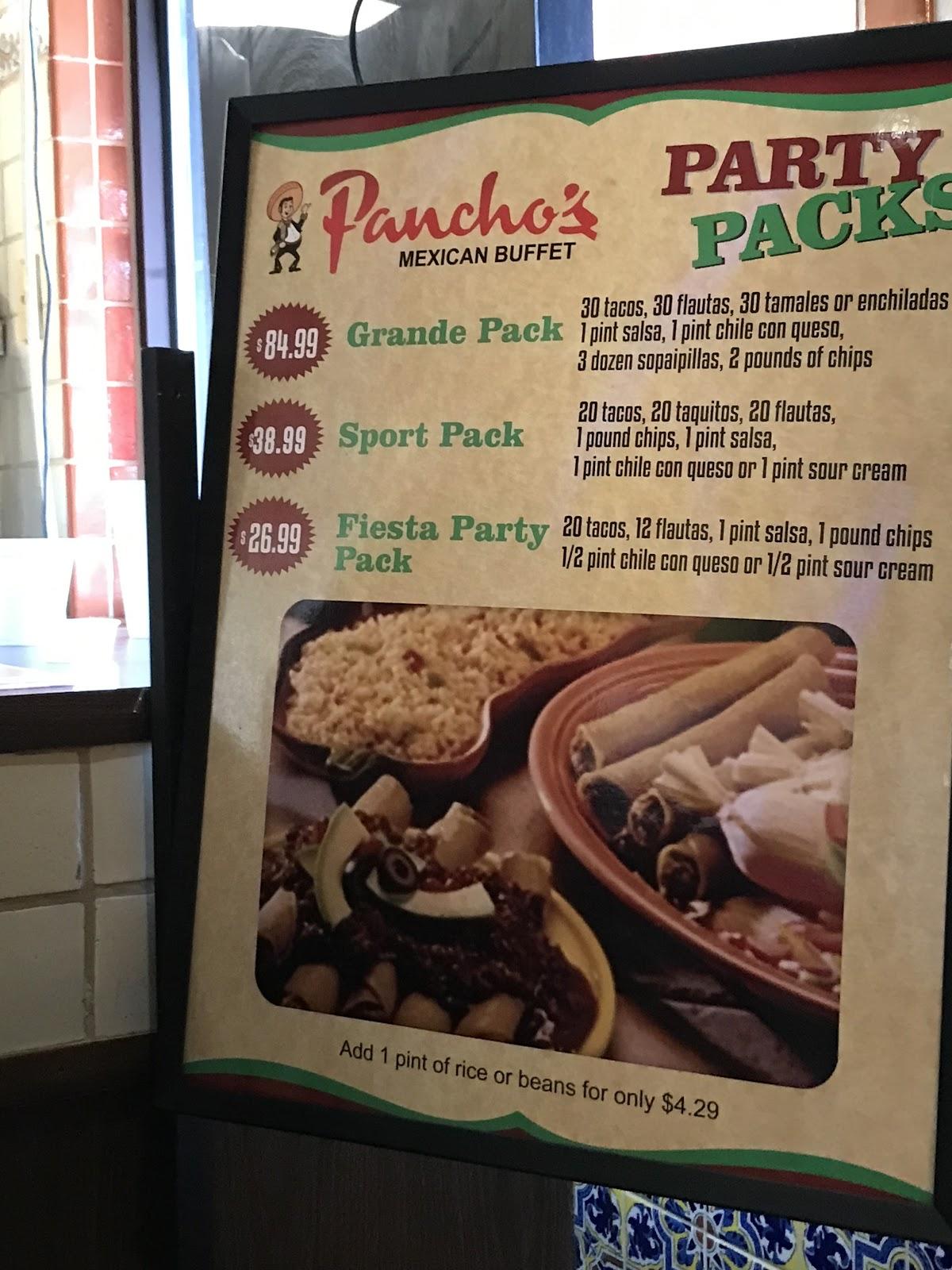 Menu at Pancho's Méxican Buffet restaurant, Arlington, SW Green Oaks Blvd