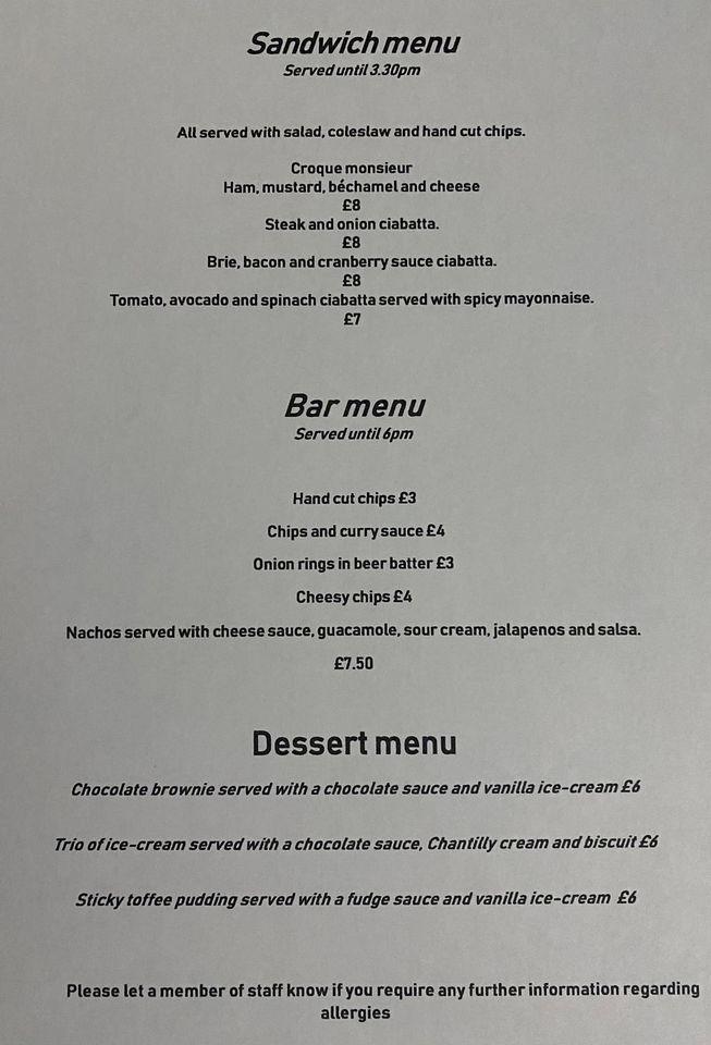 Menu at Cricketers pub & bar, Knaresborough