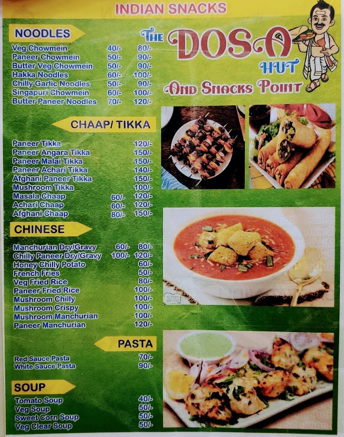Menu at The Dosa Hut and Snacks Point, Uttarkashi, Uttarkashi