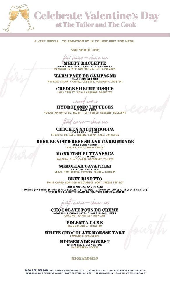 Menu at The Tailor and the Cook pub & bar, Utica