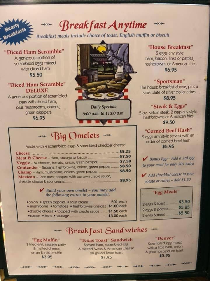 Menu at Time Out restaurant, Washburn