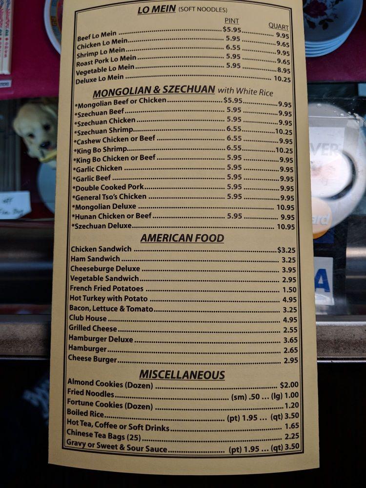 Menu at New China kitchen restaurant, Mount Morris