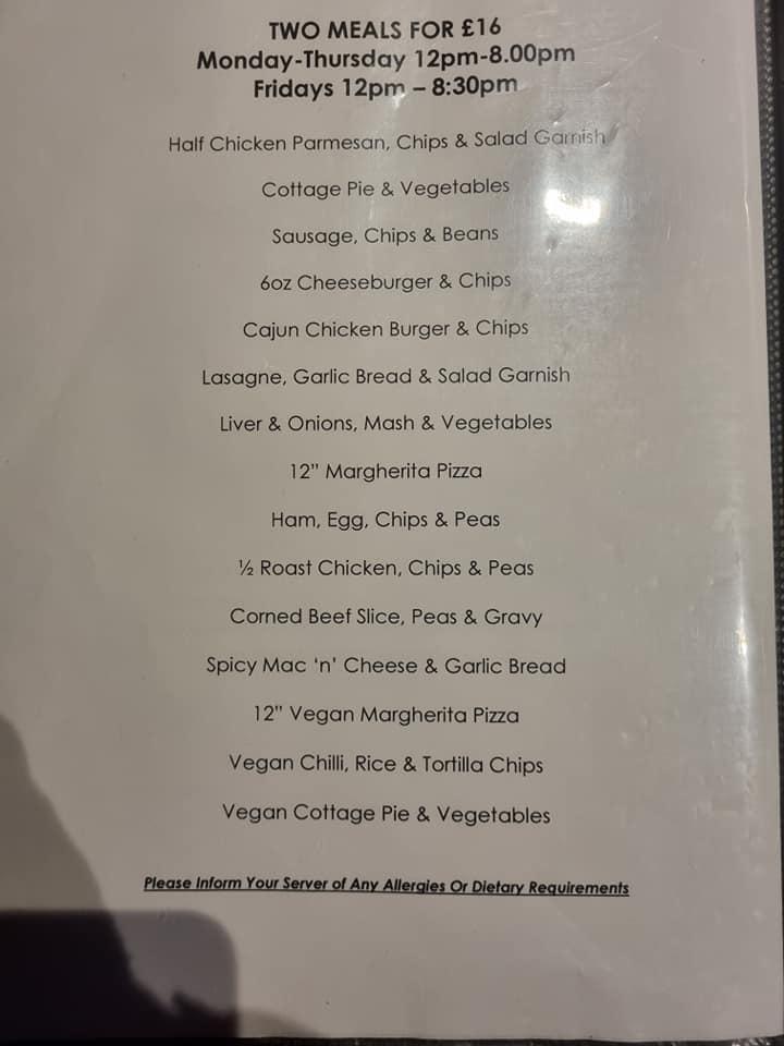 Menu at The Ship Inn pub & bar, Saltburn-by-the-Sea, Saltburn Rd