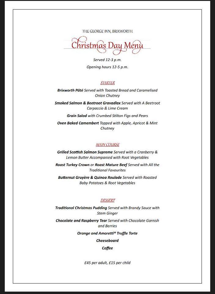 Menu at The George Inn pub & bar, Northampton