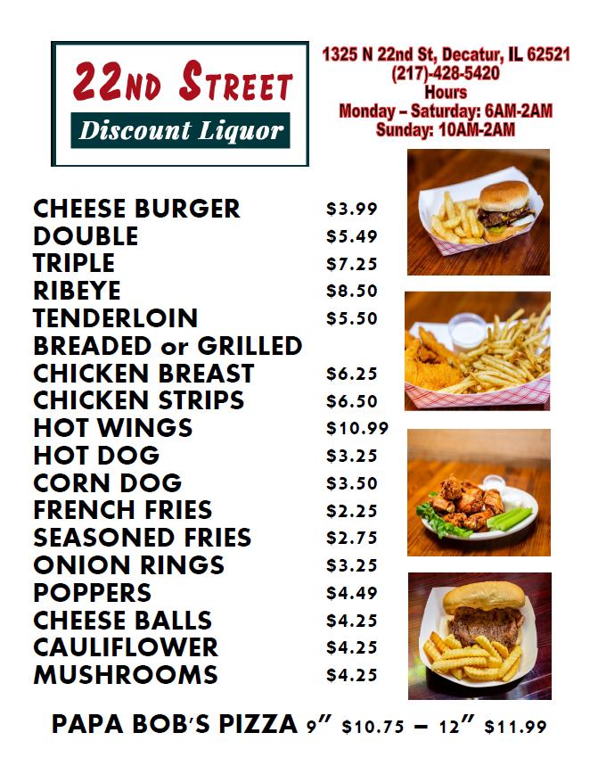 Menu at 22nd Street Discount Liquor fast food, Decatur