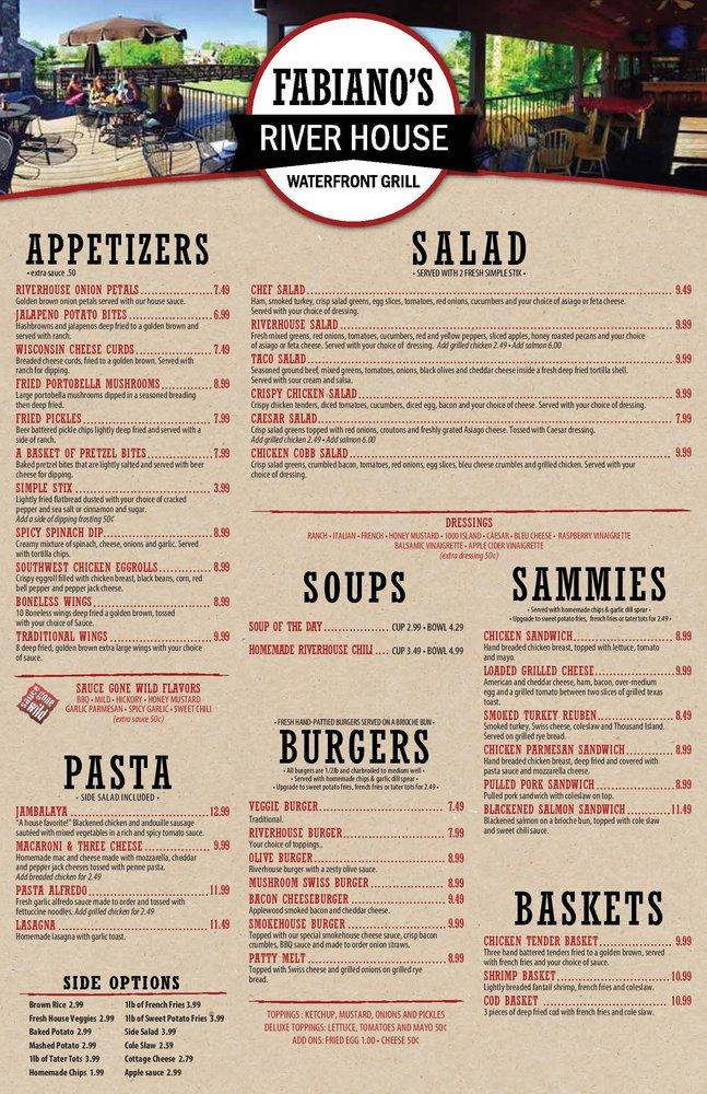 Menu at Fabiano's River House Bar & Grill, Portland