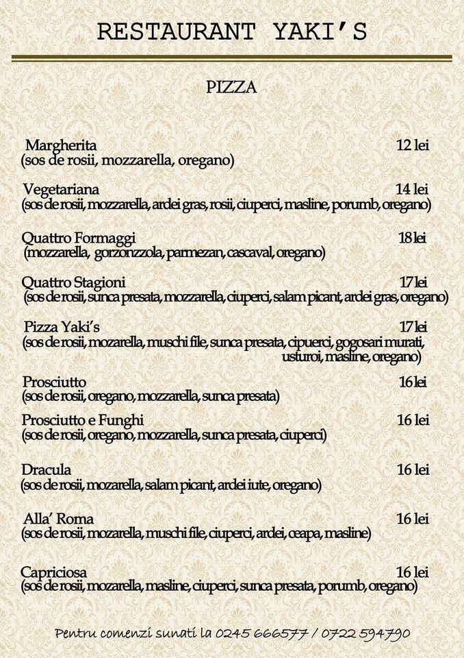 Menu at Restaurant Yakis', Moreni, DJ710A