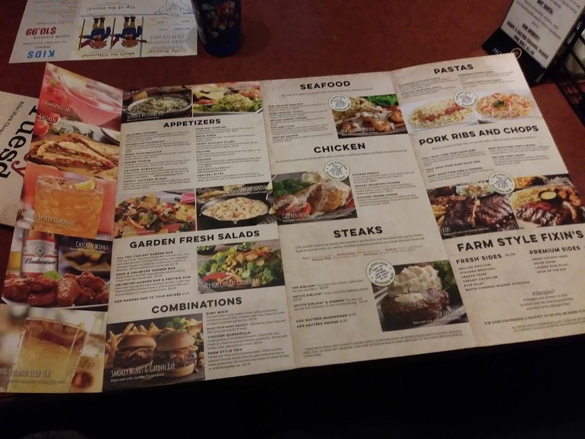 Carta del restaurante Ruby Tuesday, Niagara Falls, Clifton Hill