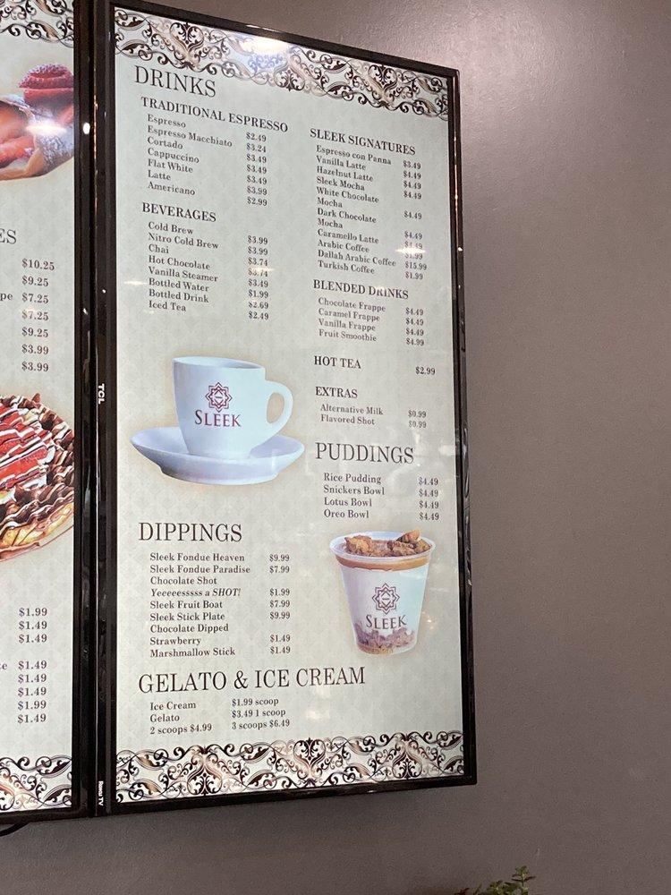 Menu at Sleek Crêperie Café — Fairfield restaurant, Cypress
