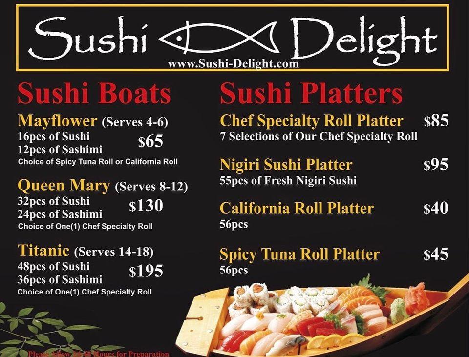 Menu at Sushi Delight restaurant, Lomita