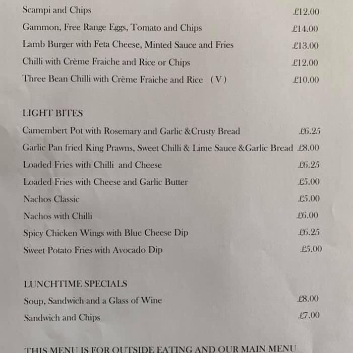 Menu at The Forge Inn pub & bar, Whitby