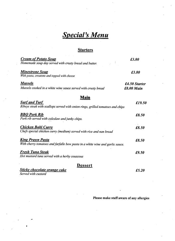 Menu at The Paddock Bar, Portlethen