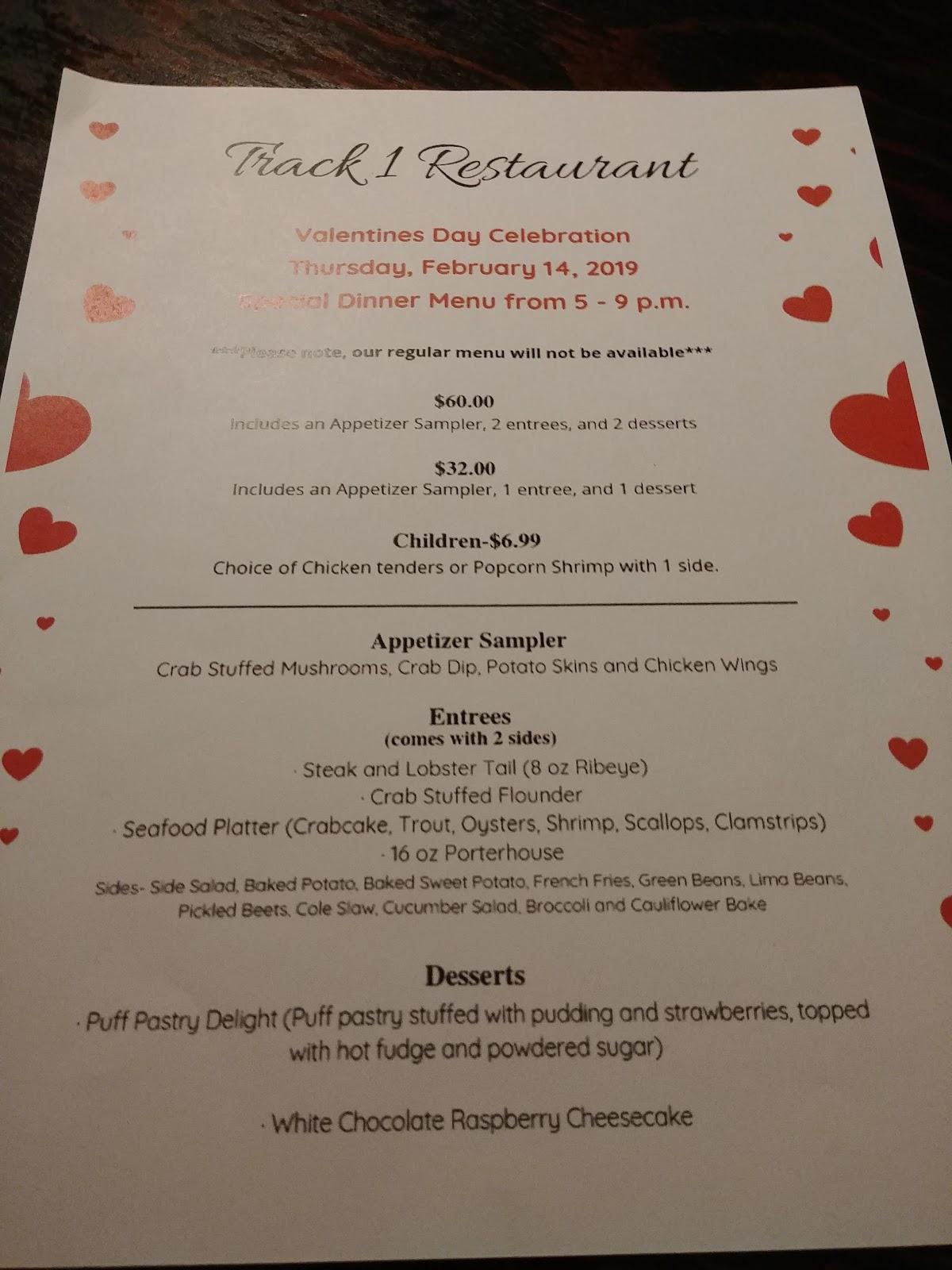 Menu at Track 1 Restaurant, Camden