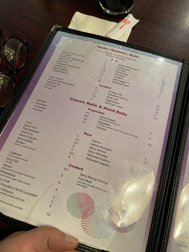 Menu at Hanabi Japanese Cuisine restaurant, Duluth