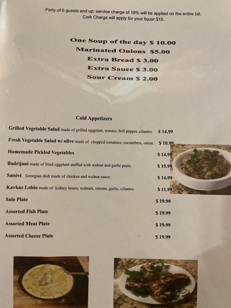 Carta de Kavkaz Grill and Bakery, Lake Zurich