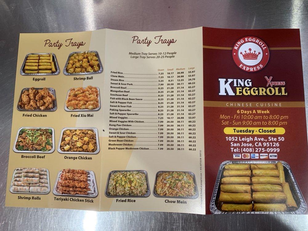 Menu at King Eggroll Express restaurant, San Jose, Leigh Ave