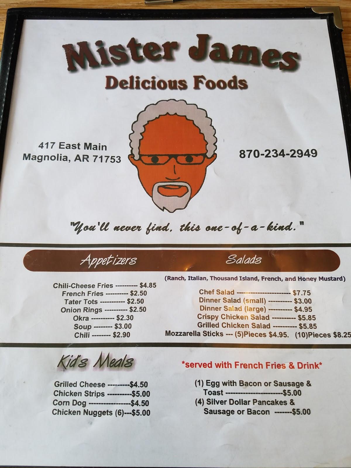 Menu at Mister James restaurant, Magnolia