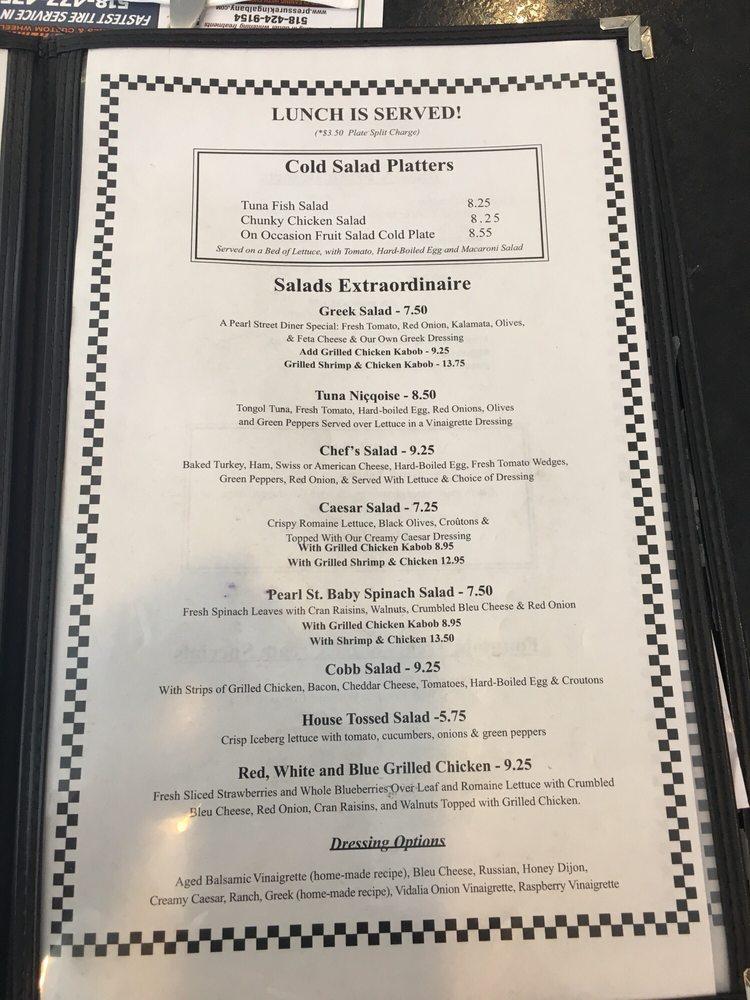 Menu at Pearl Street Diner restaurant, Albany, 40 N Pearl St