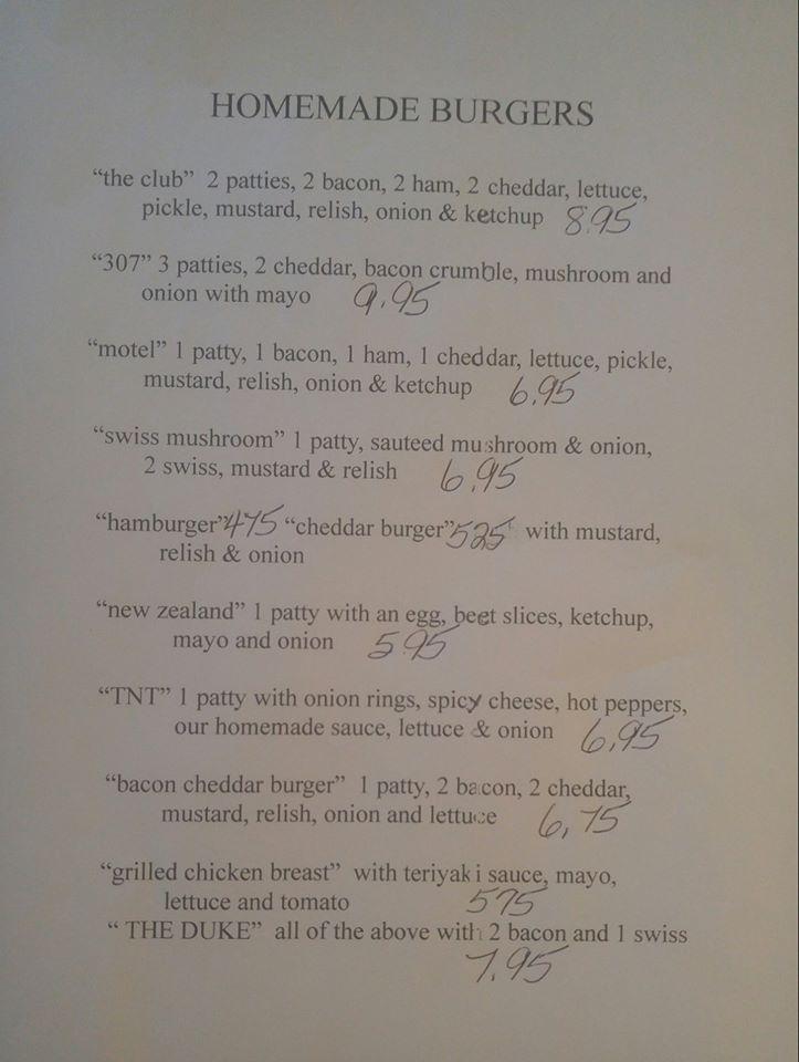 Menu at Seven Sisters Motel & Restaurant, Seven Sisters Falls