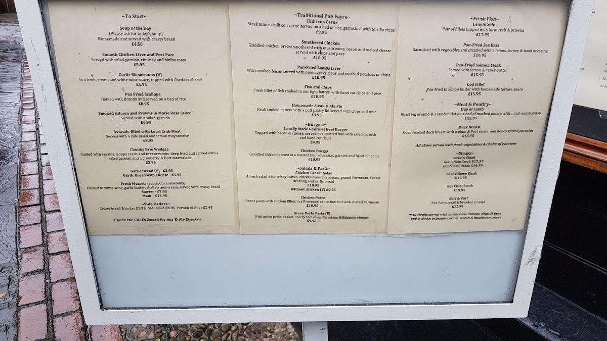Menu at The Hole In The Wall pub & bar, Torquay