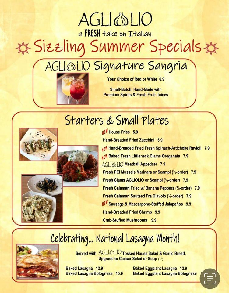 Menu at Agliolio ~ a FRESH Take on Italian pub & bar, Boynton Beach