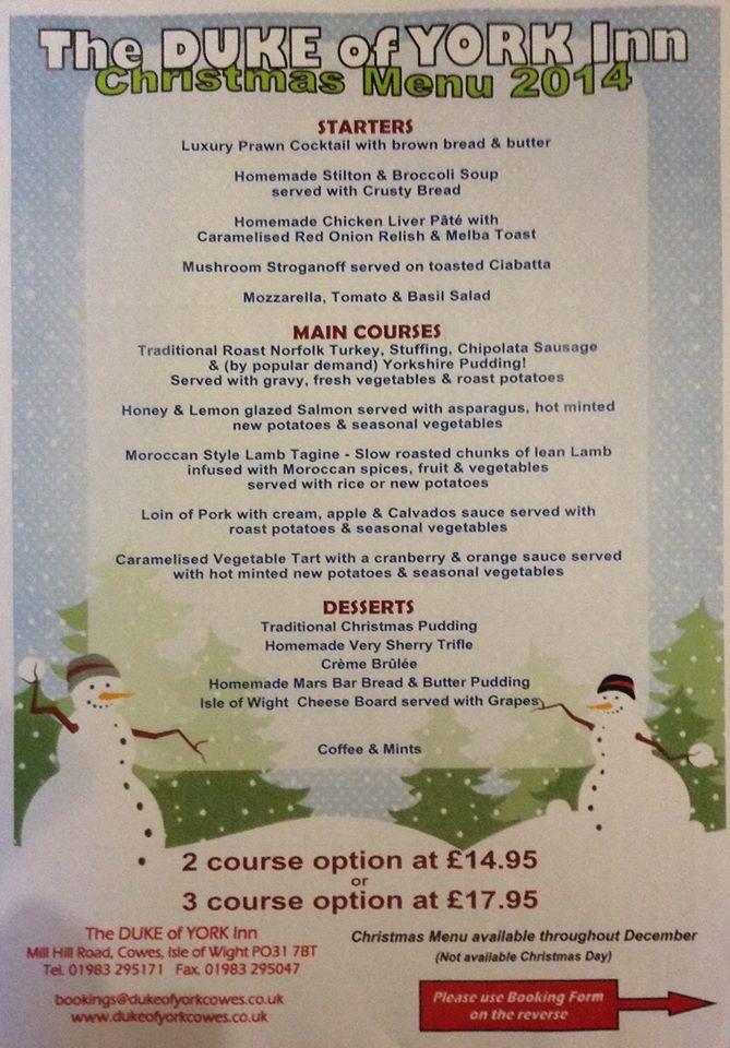 Menu at Duke of York pub & bar, Cowes