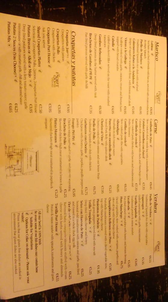 Menu at The Port House pub & bar, Dublin