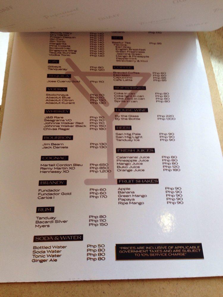 Menu at Azalea restaurant, Tagaytay