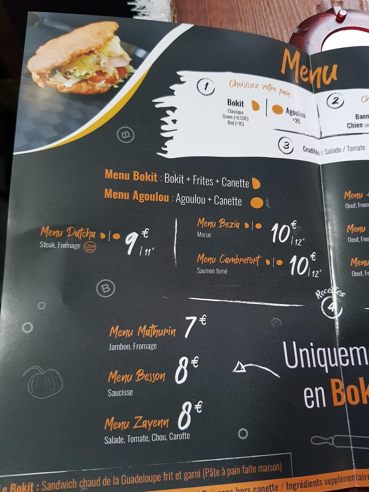 Menu au Banm’Bokit restaurant, Paris, 20 Rue Barbanègre