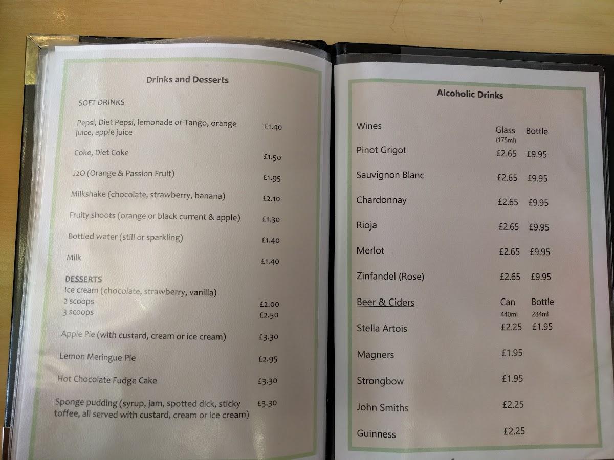 Menu at Queen Elizabeth Cafe, Torquay