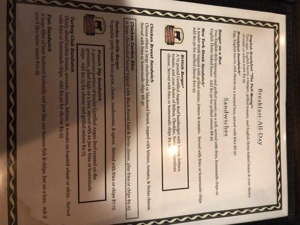 Menu at Crown & Anchor British Pub, Las Vegas, W Spring Mountain Rd