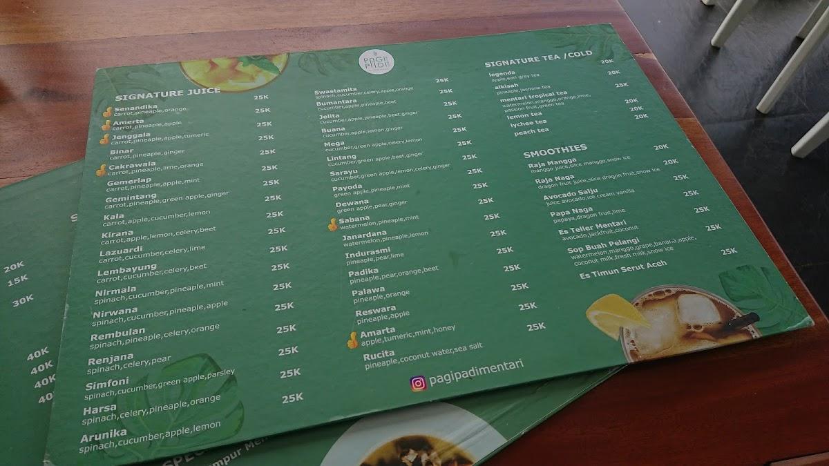 Menu at Pagi Padi Mentari restaurant, Sendangadi