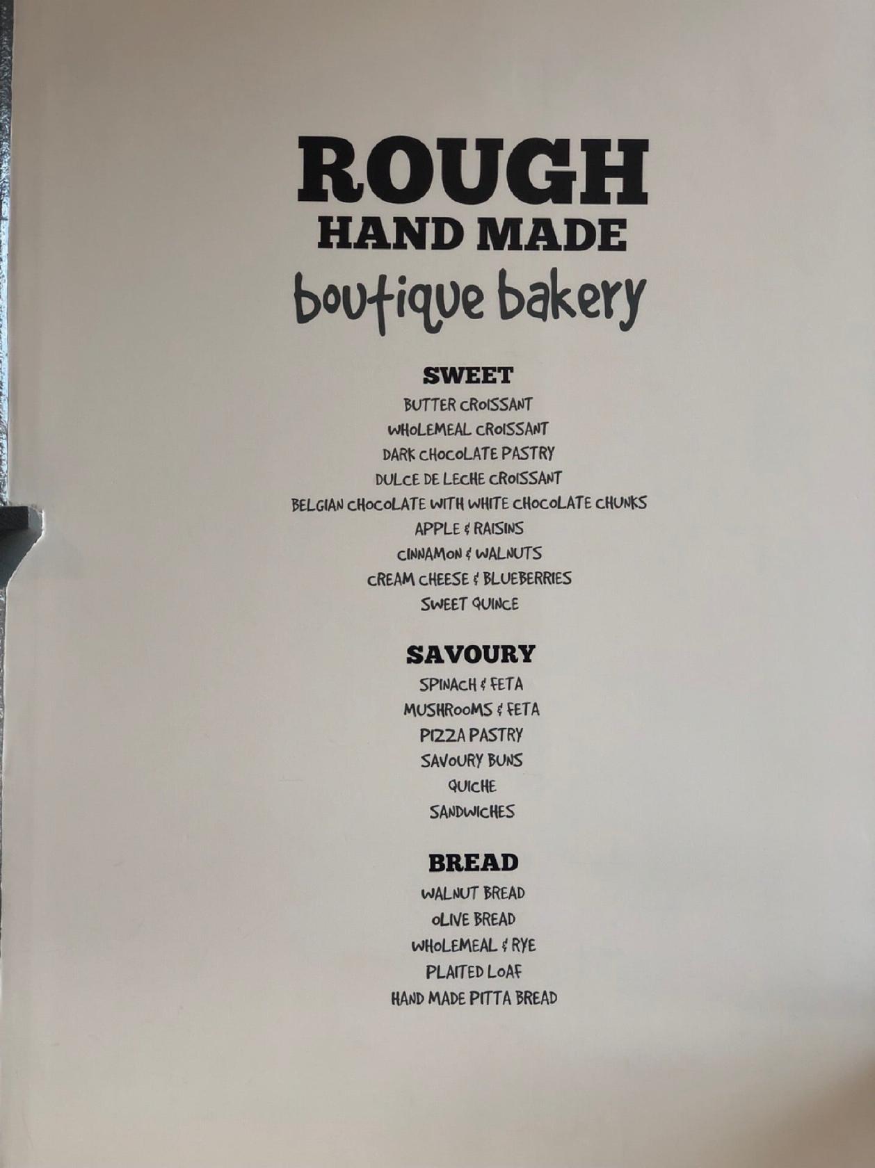 Menu at Rough Hand Made restaurant, Liverpool