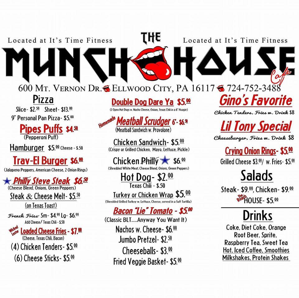 Menu at The Munch House Cafe, Ellwood City