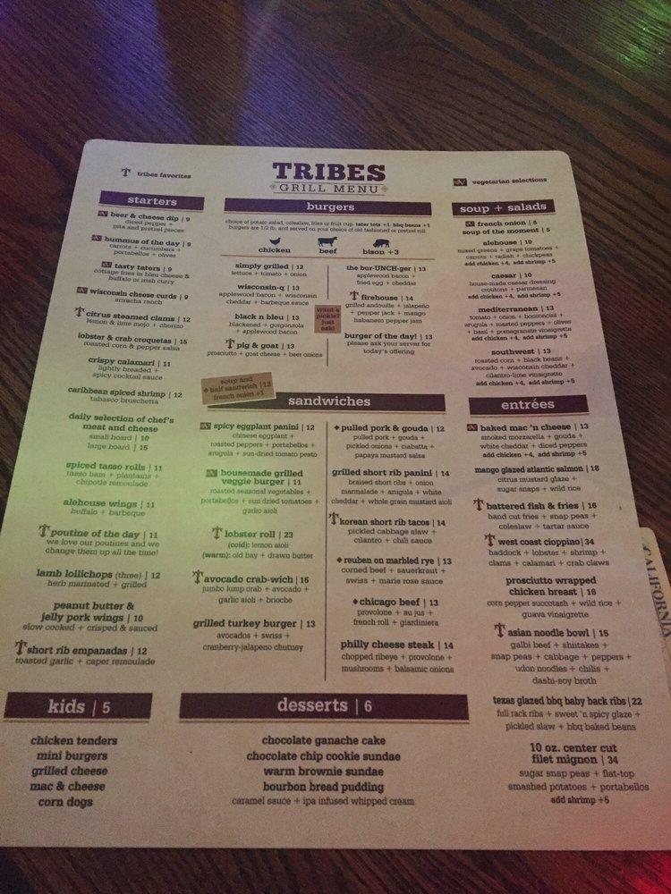 Menu at Tribes Alehouse & Grill pub & bar, Tinley Park