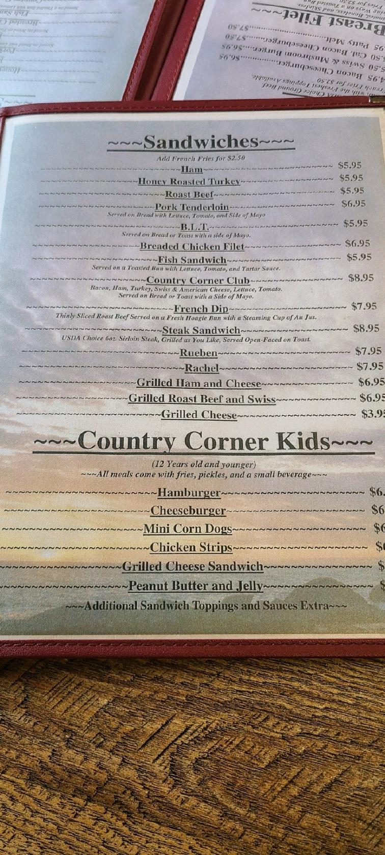 Menu at Country Corner Cafe, Isle, 485 W Main St