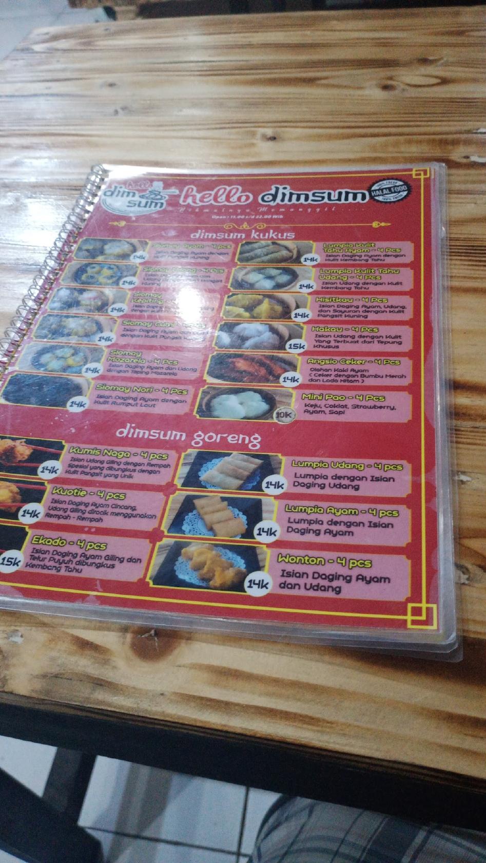 Menu at Hello Dimsum restaurant, Cileunyi